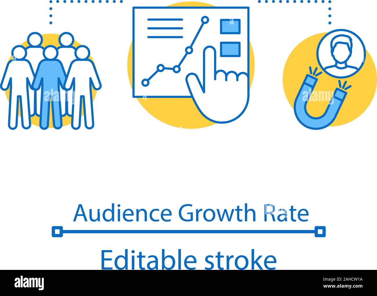 Audience growth rate concept icon. SMM metrics, tools. Customer ...