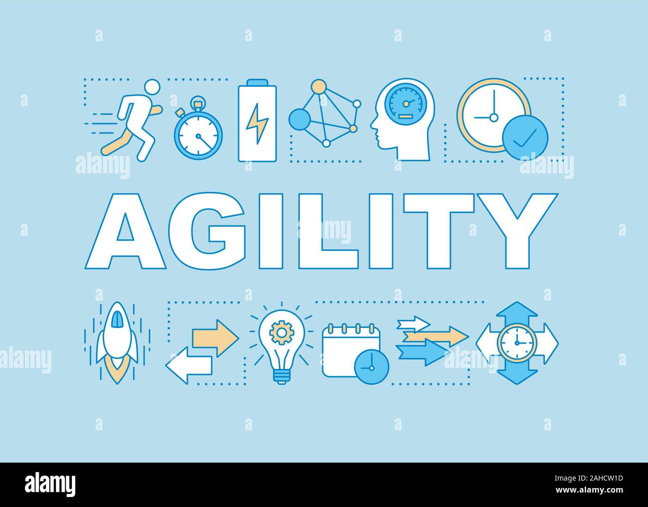 Agility word concepts banner. Timeliness. Time management. Productivity ...