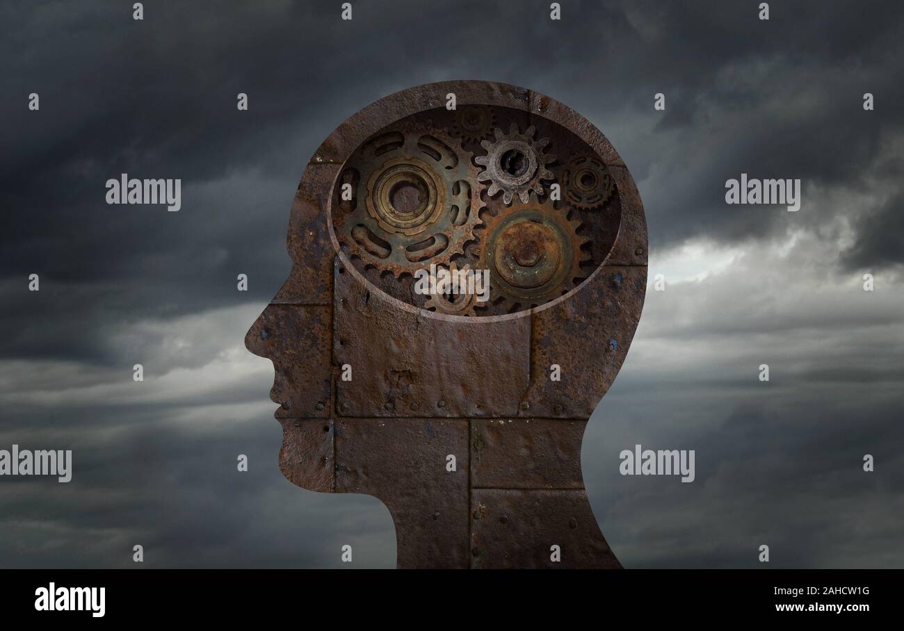 Head with gear Stock Photo - Alamy