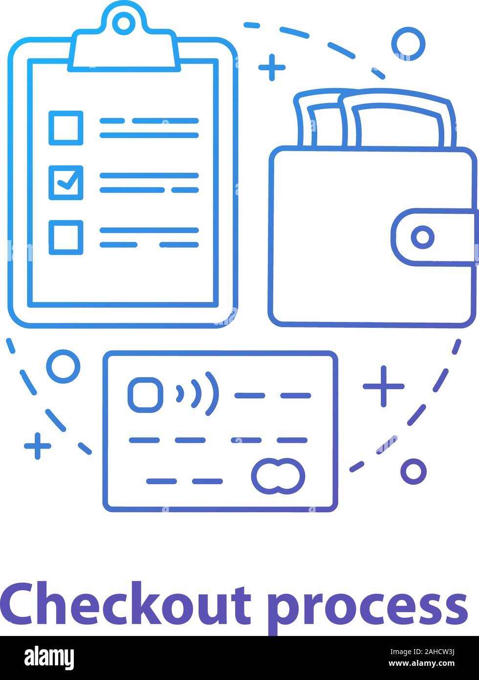 Checkout process concept icon. Online payment. Digital purchase. E ...
