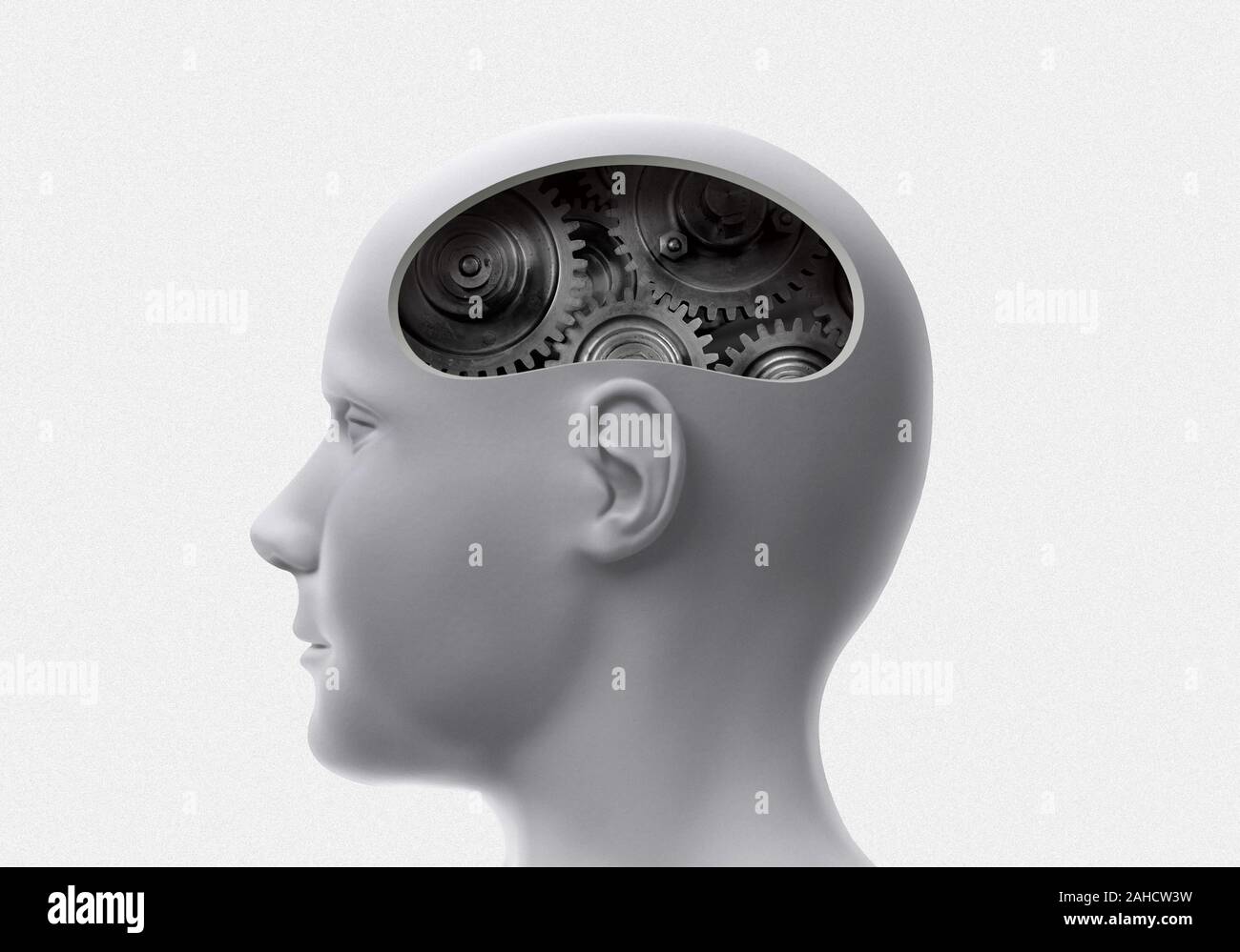 Head with gear Stock Photo - Alamy