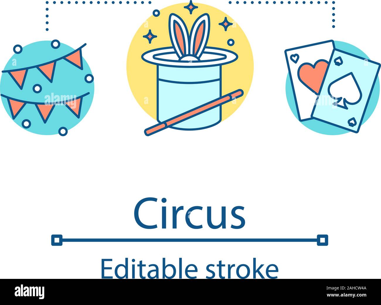 Circus concept icon. Trick, legerdemain performance. Animal show ...