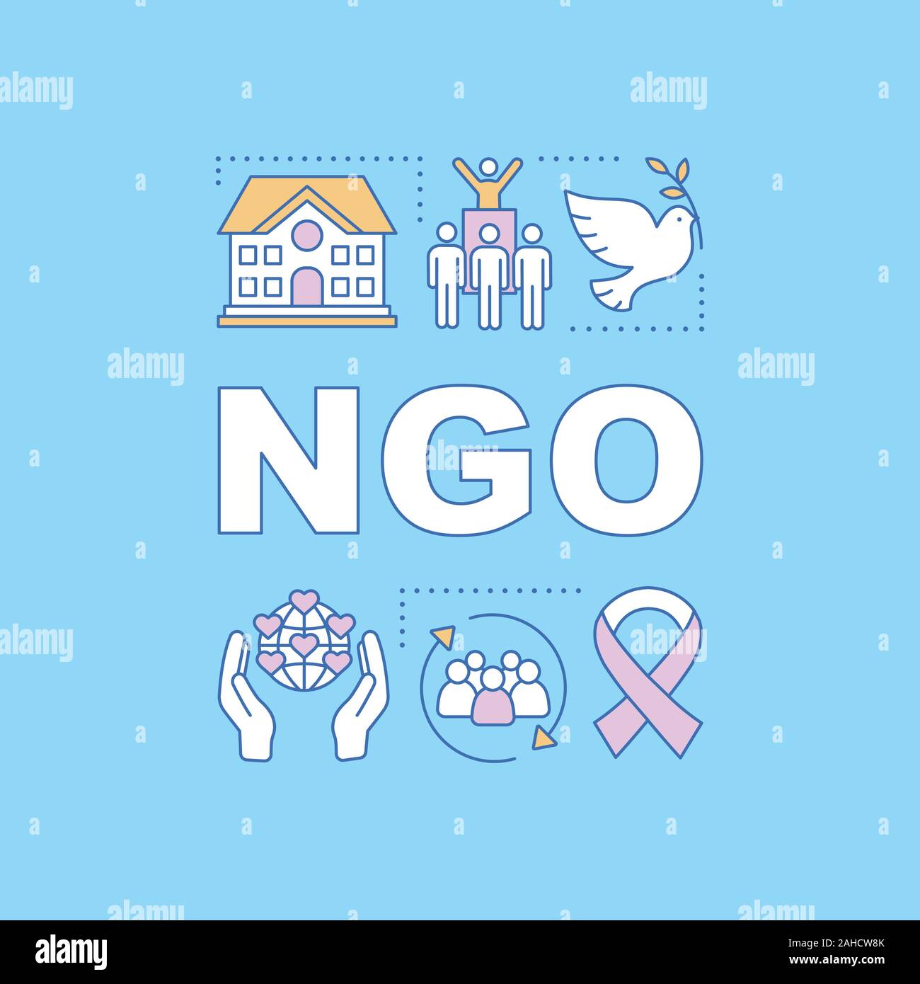 NGO word concepts banner. Non governmental, nonprofit organization ...