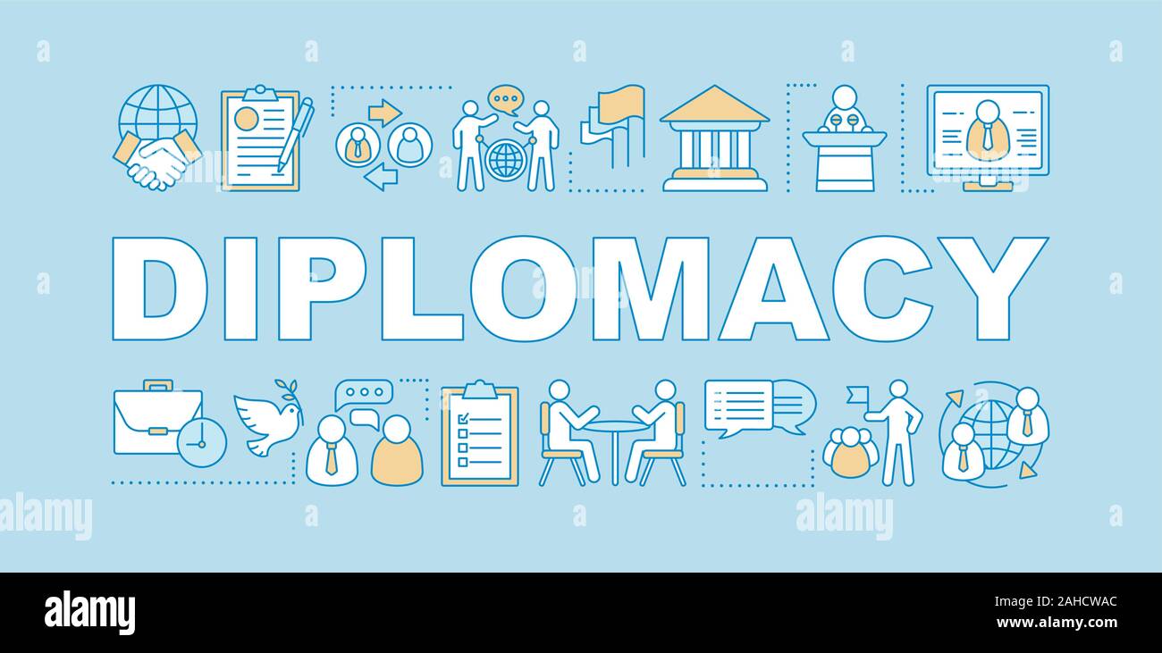 Diplomacy word concepts banner. Communication, public speaking skills ...