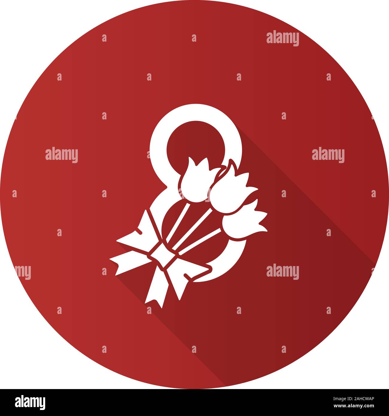 International Women's Day flat design long shadow glyph icon. Flowers ...