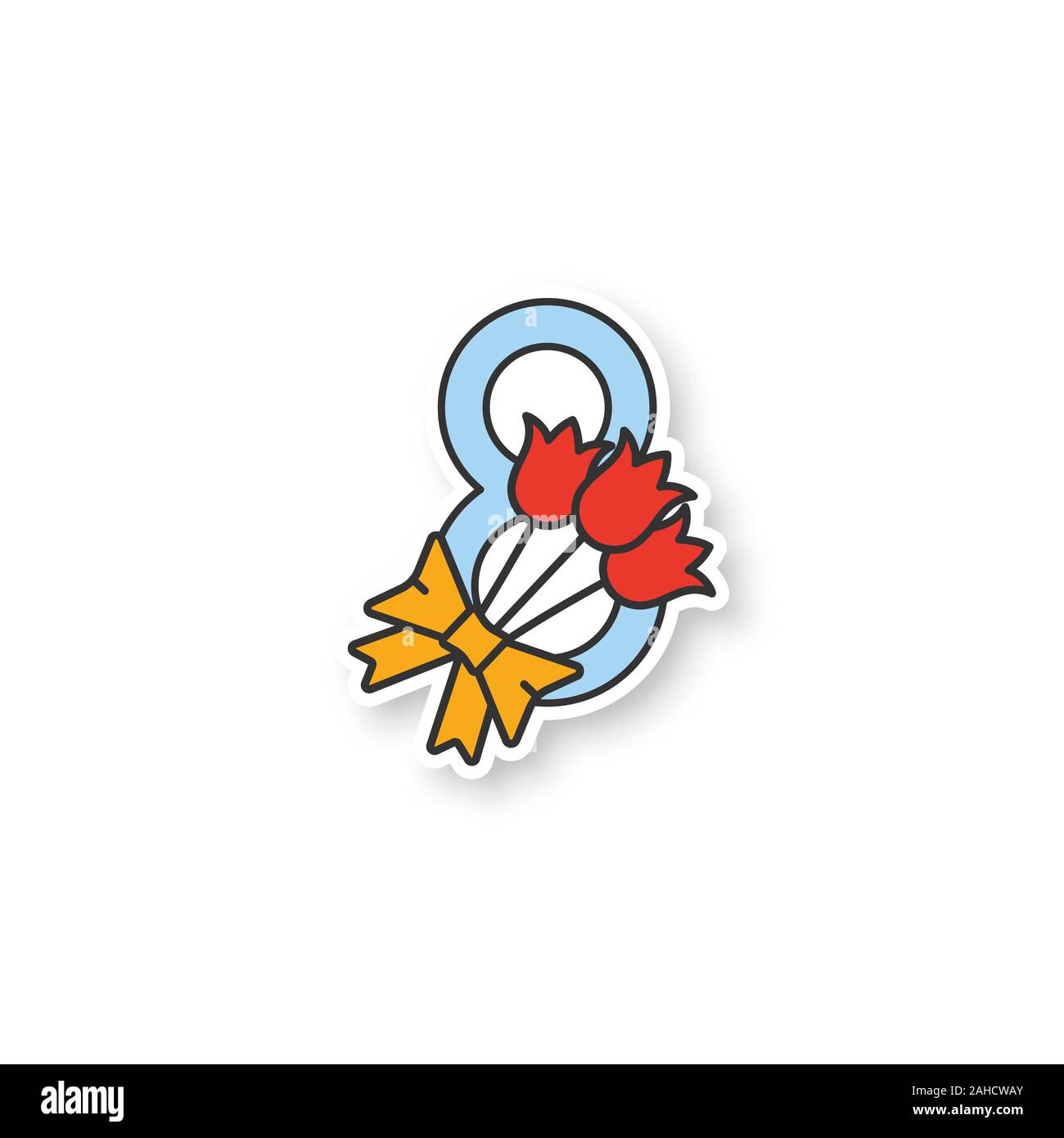 International Women's Day patch. March 8th. Flowers bouquet and number ...