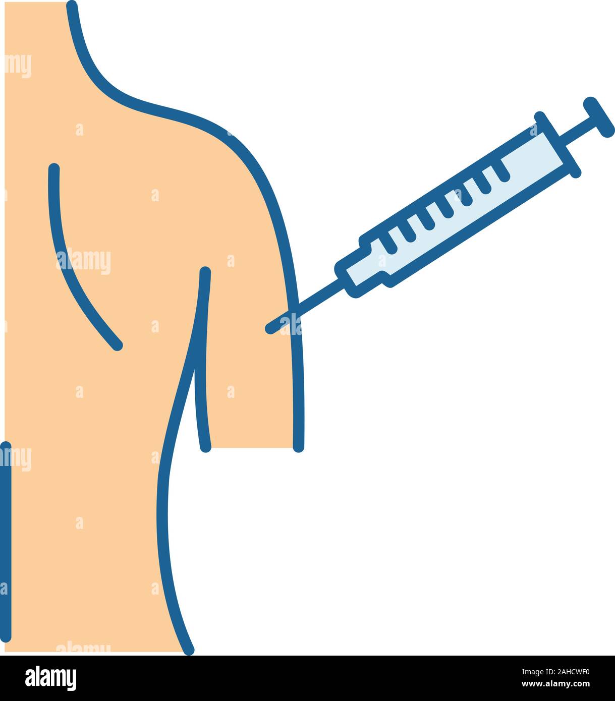 Vaccination color icon. Flu shot. Polio, measles vaccine. Women's arm ...