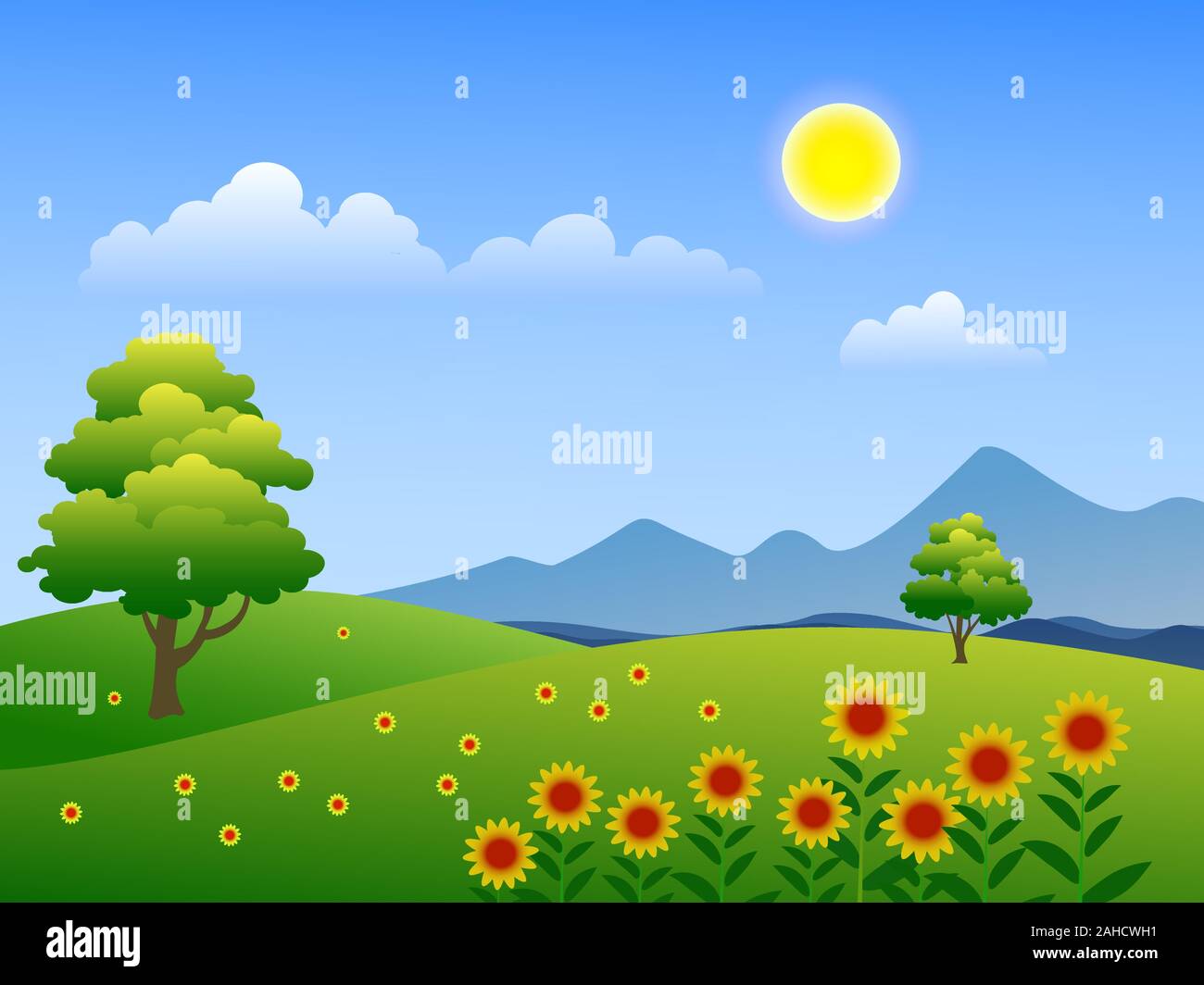 Lush green field hill Stock Vector Images - Alamy