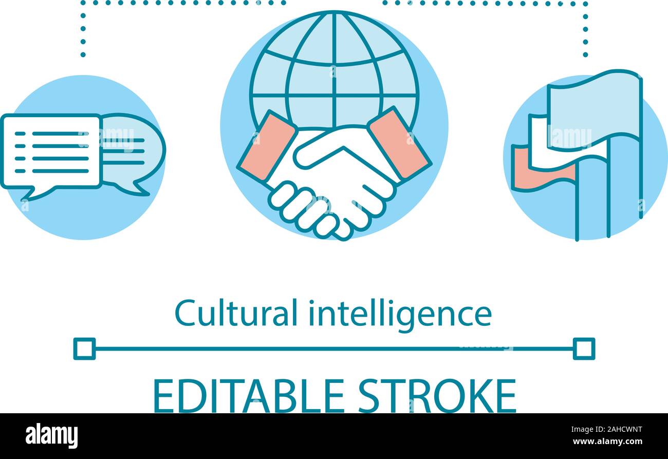 Cultural intelligence concept icon. HR soft skill idea thin line ...