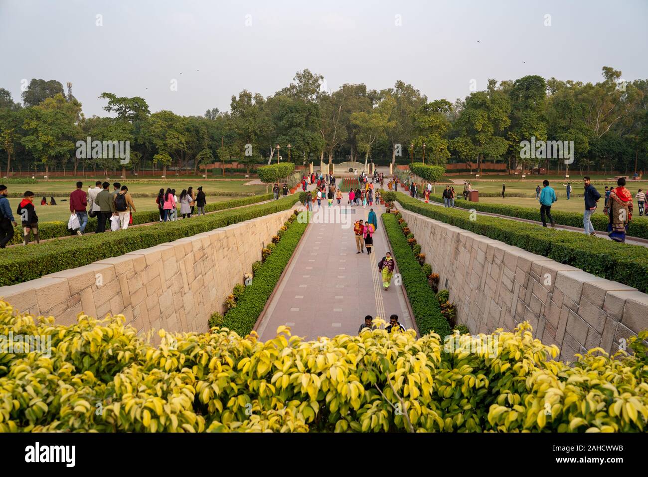 New Delhi, India - December 15, 2019: Tourists visit Raj Ghat, the ...