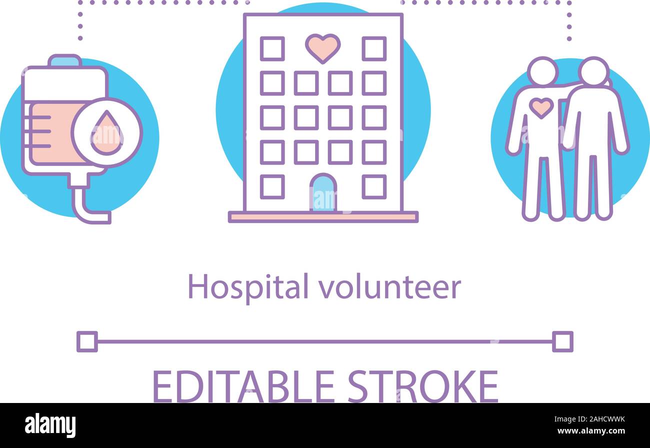 Hospital volunteer concept icon. Medicine and healthcare idea thin line ...