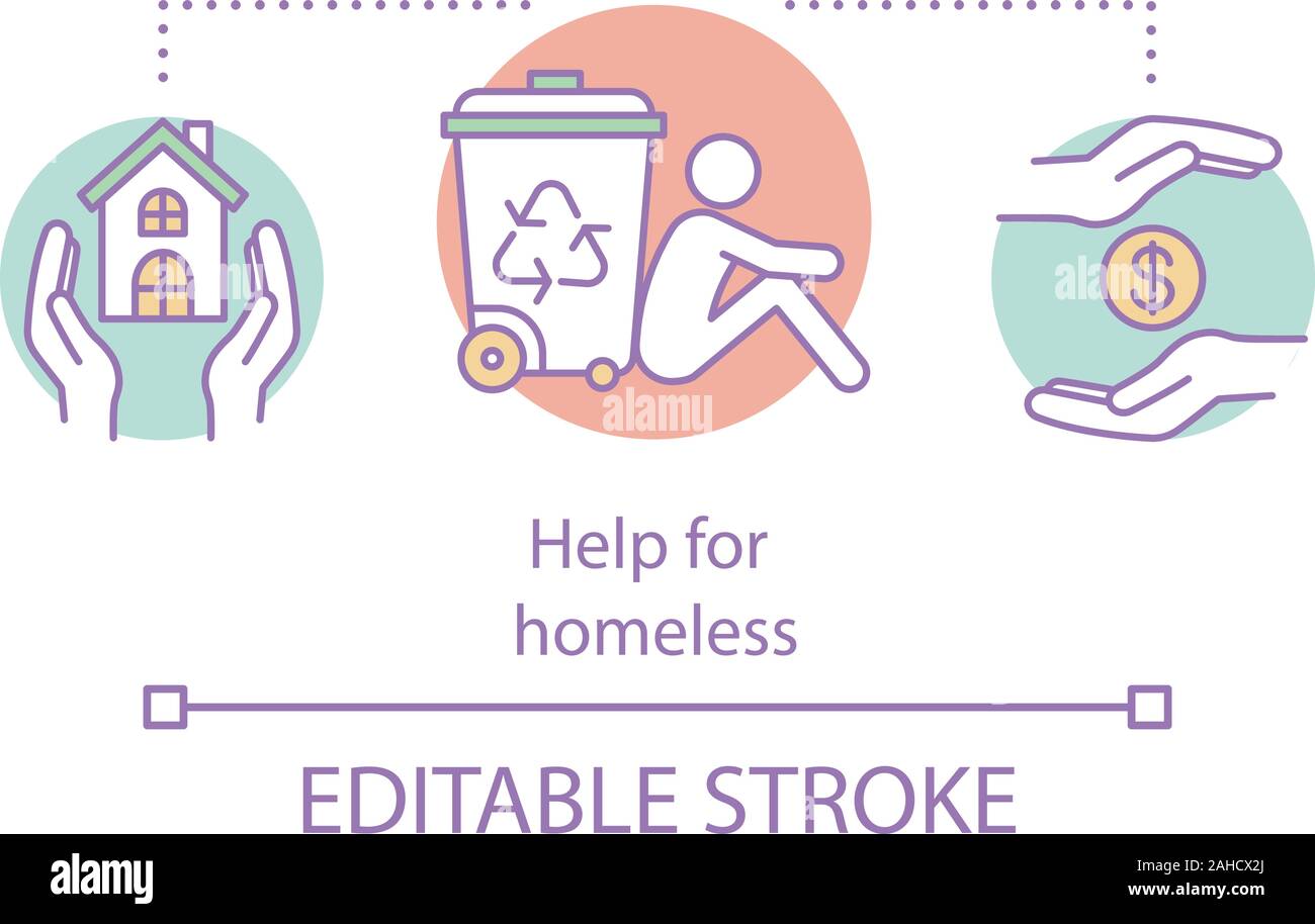 Help for homeless concept icon. Emergency shelters. Begging problem ...