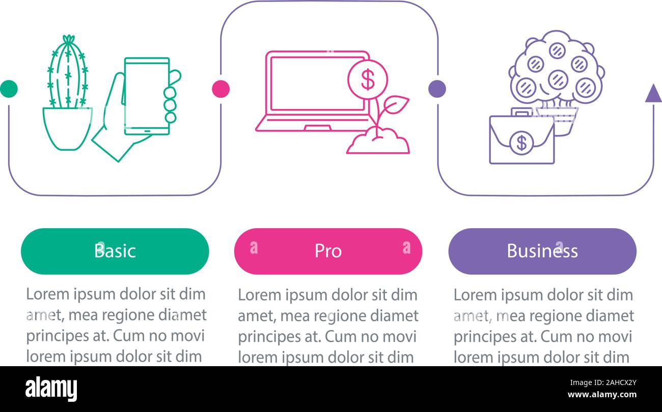 Business development vector infographic template. Basic, pro options ...