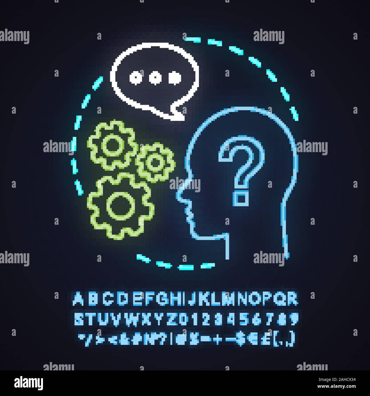 Curiosity neon light concept icon. Problem solving idea. Confusion ...