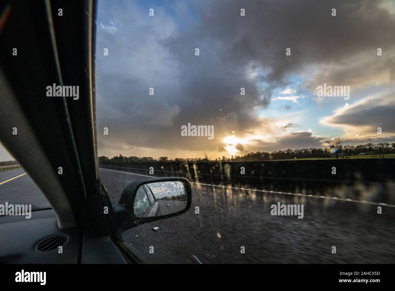 Stormy weather as seen from a car on motorway Stock Photo - Alamy