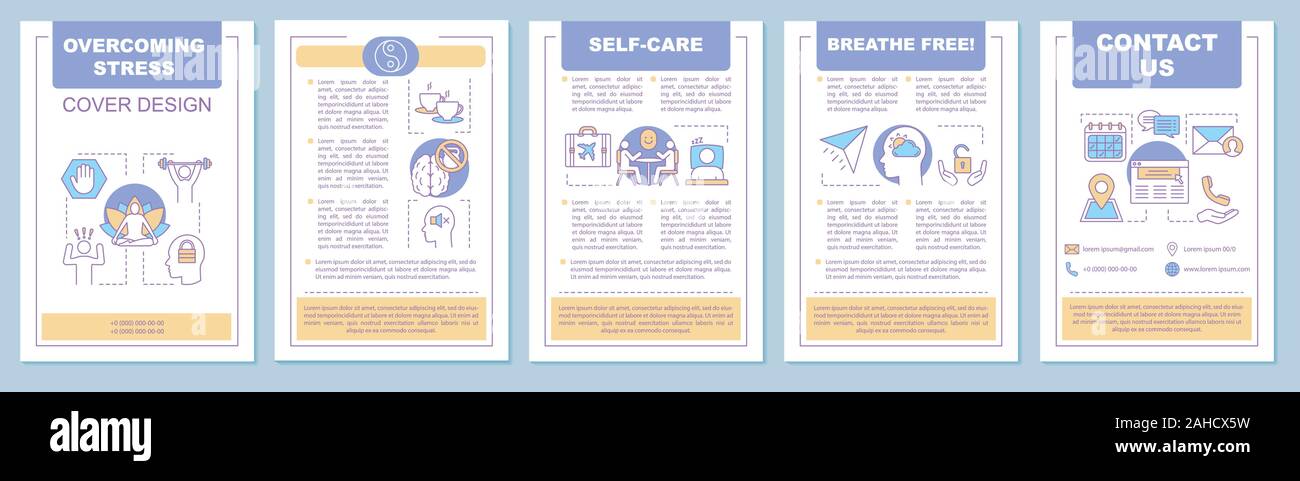 Stress overcoming brochure template layout. Emotions control. Flyer ...
