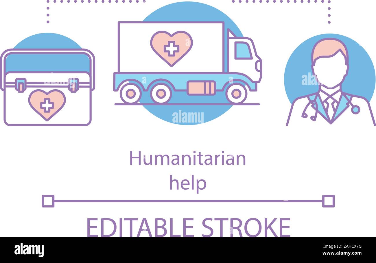 Humanitarian aid concept icon. Charity, donation idea thin line ...