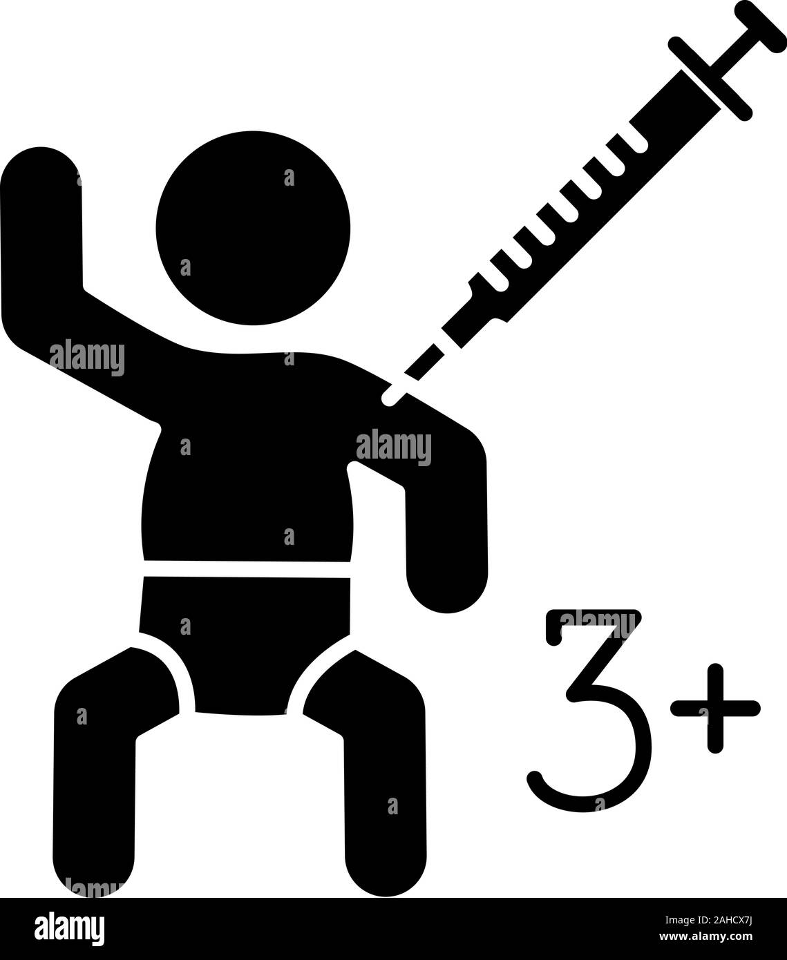 Injection in kid's arm glyph icon. Silhouette symbol. Pediatrics. BCG ...