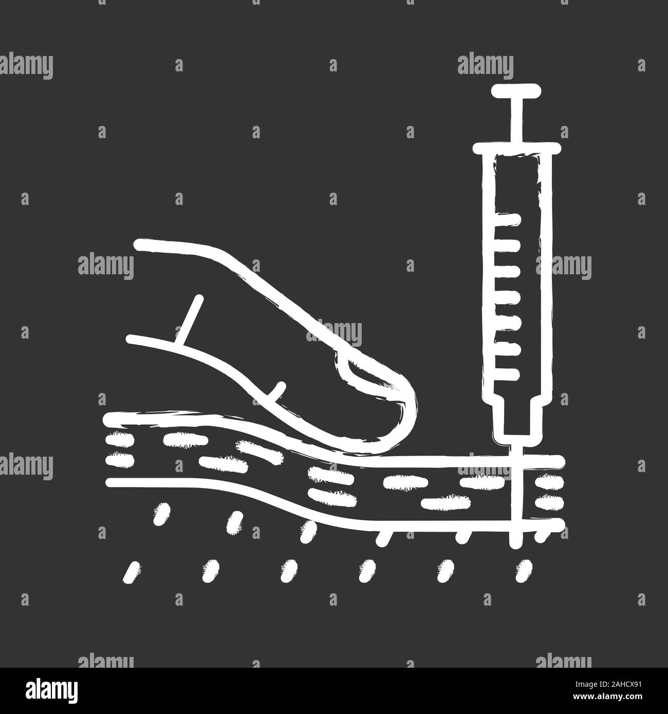 Subcutaneous injection chalk icon. Vaccination, immunization. Injecting ...