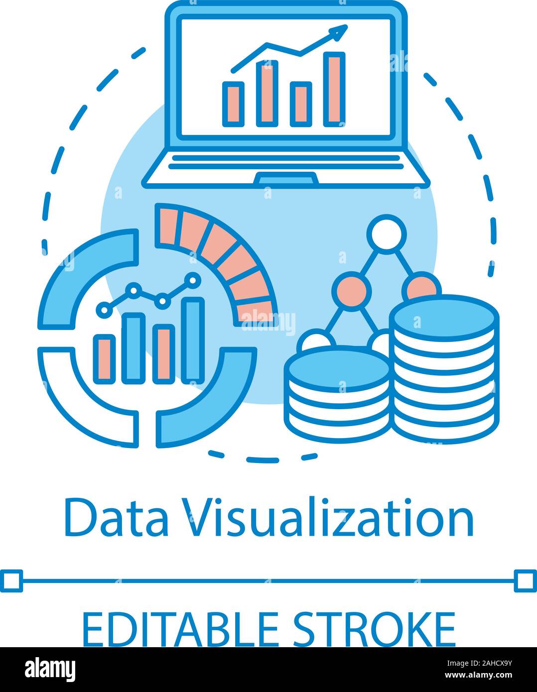Data visualization concept icon. Web metrics and analytics idea thin ...