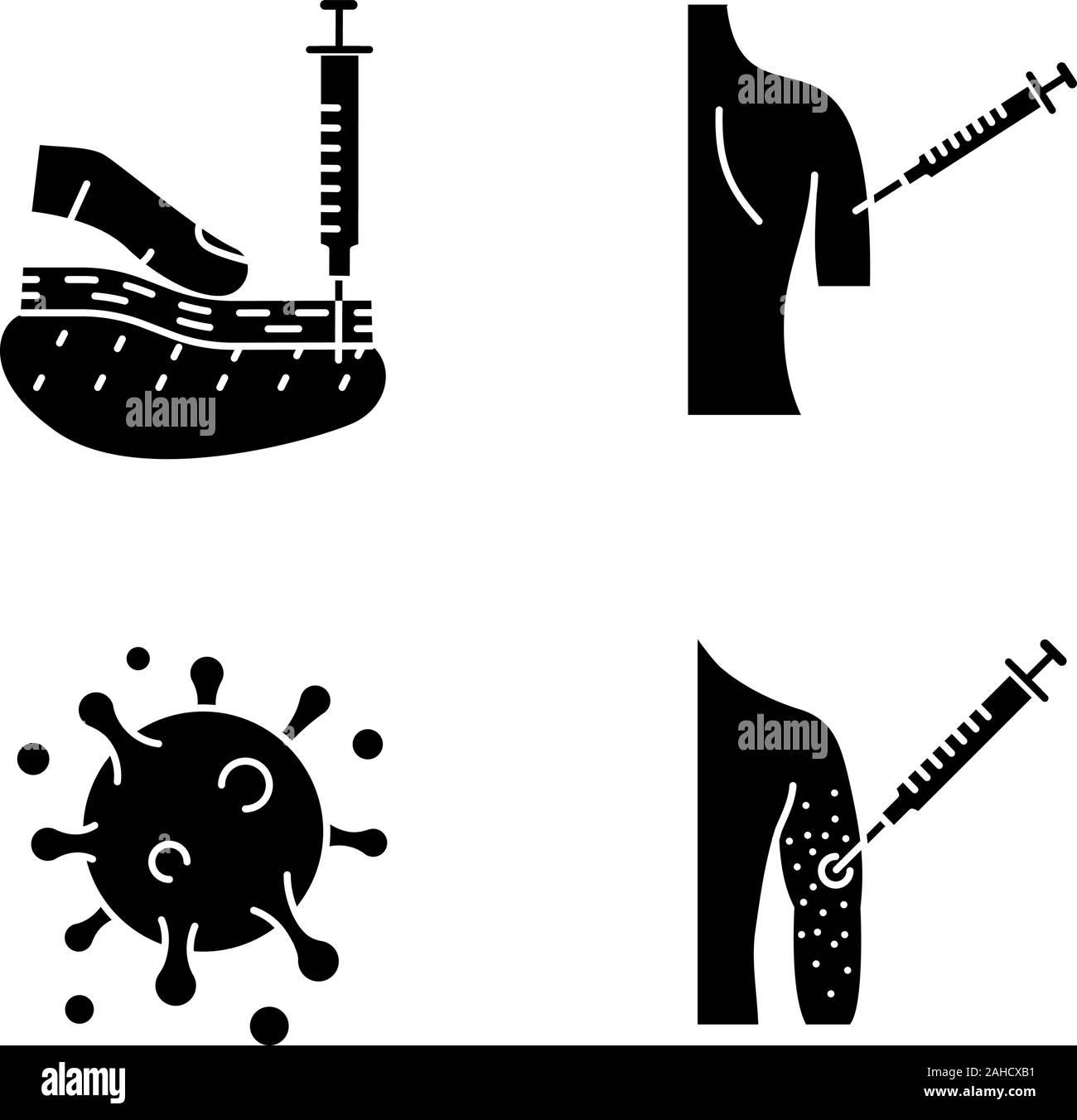 Vaccination and immunization glyph icons set. Silhouette symbols ...