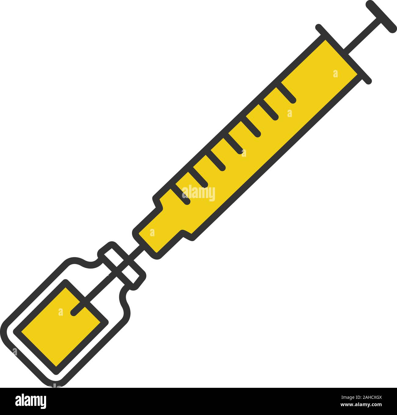 Vaccine color icon. Syringe with medicine vial. Tetanus, BCG ...