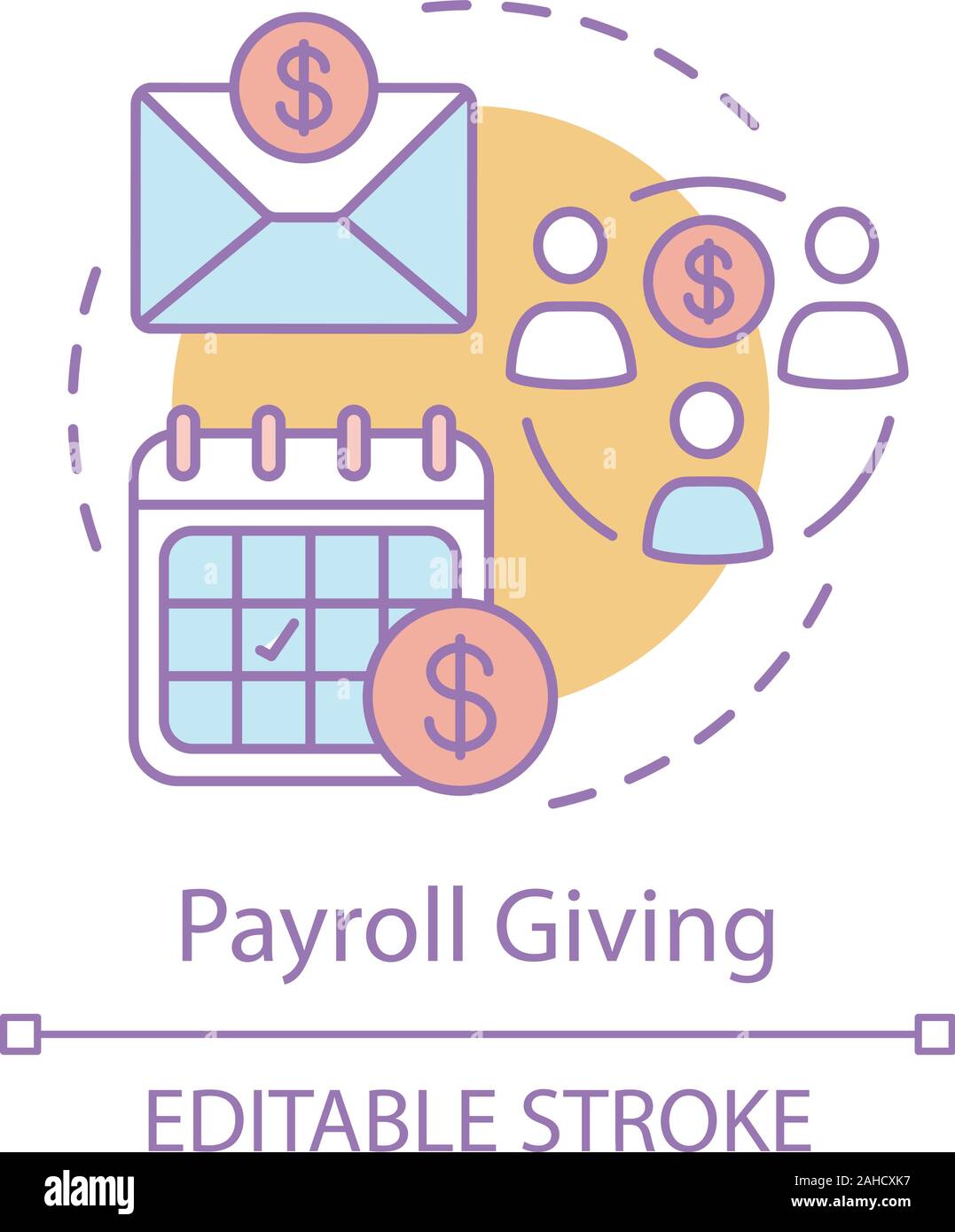 Payroll giving concept icon. Social benefit idea thin line illustration ...