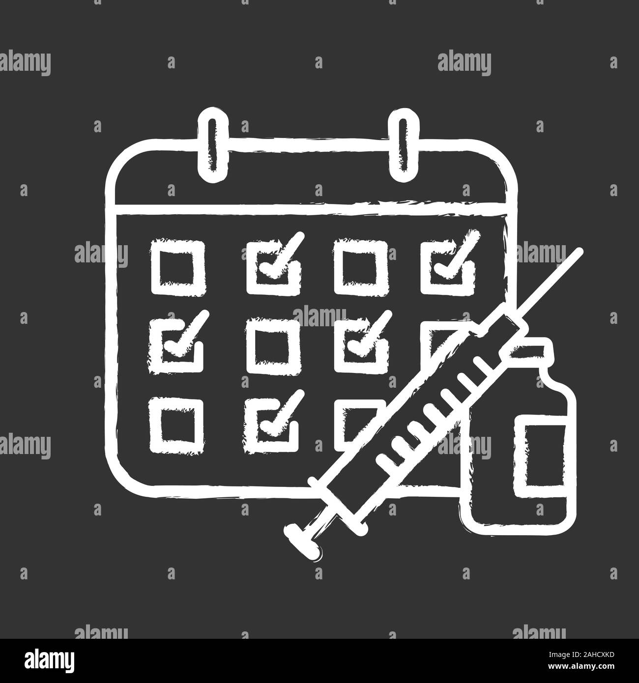 Vaccination calendar chalk icon. Immunization schedule. Disease ...