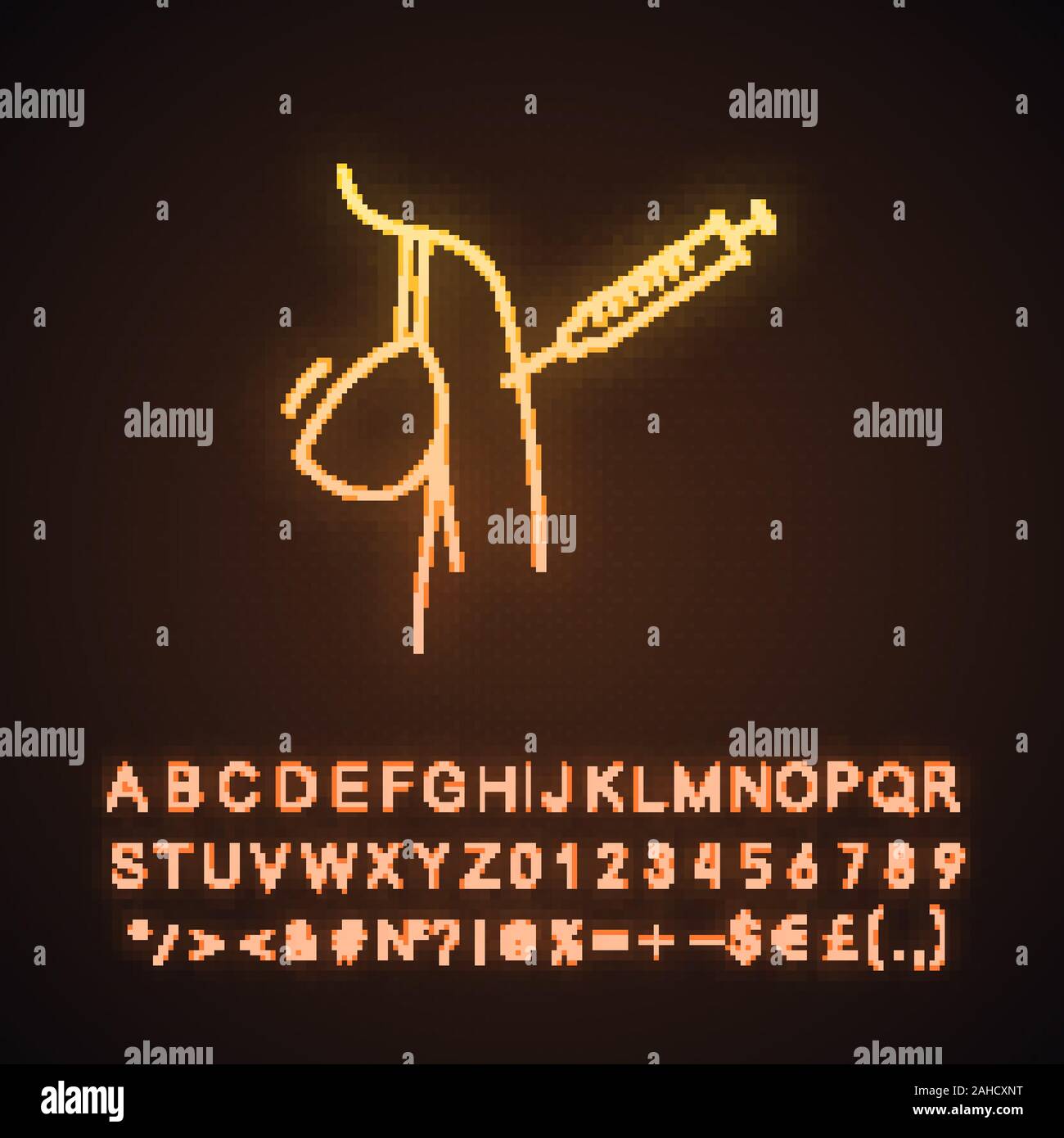 Woman's arm injection neon light icon. Hepatitis, measles vaccination ...