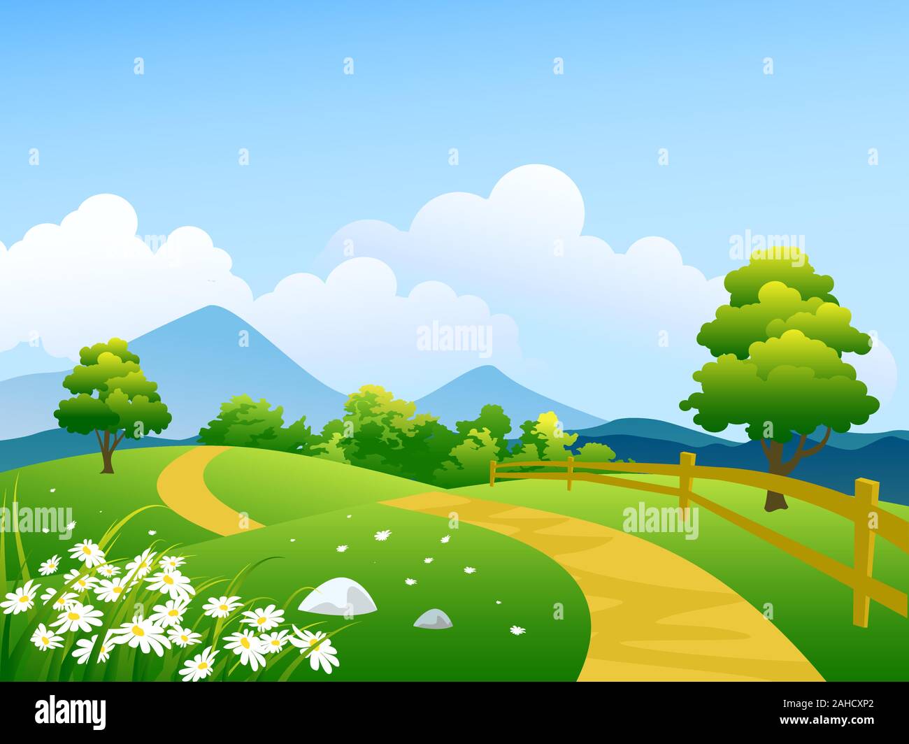 Country village cartoon hi-res stock photography and images - Alamy