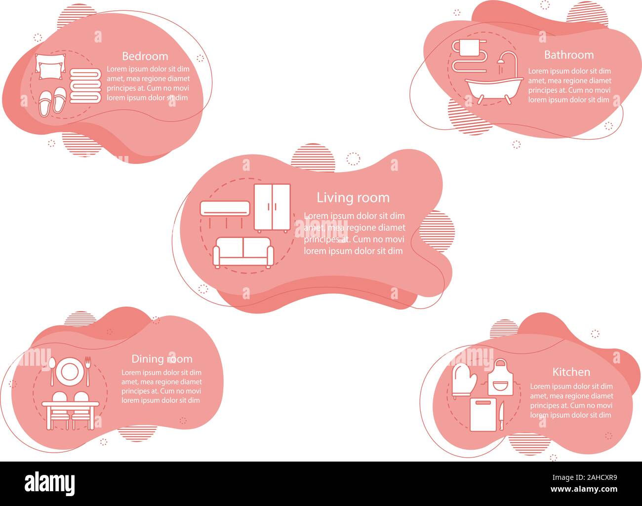 Furniture store concept illustrations. Flat or house rooms infographic ...
