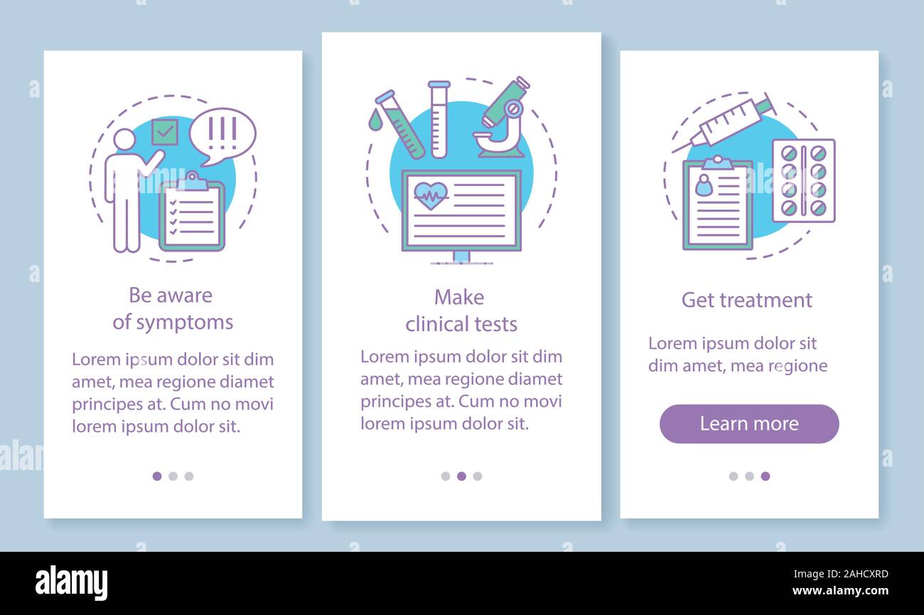 Medical screening onboarding mobile app page screen vector template ...