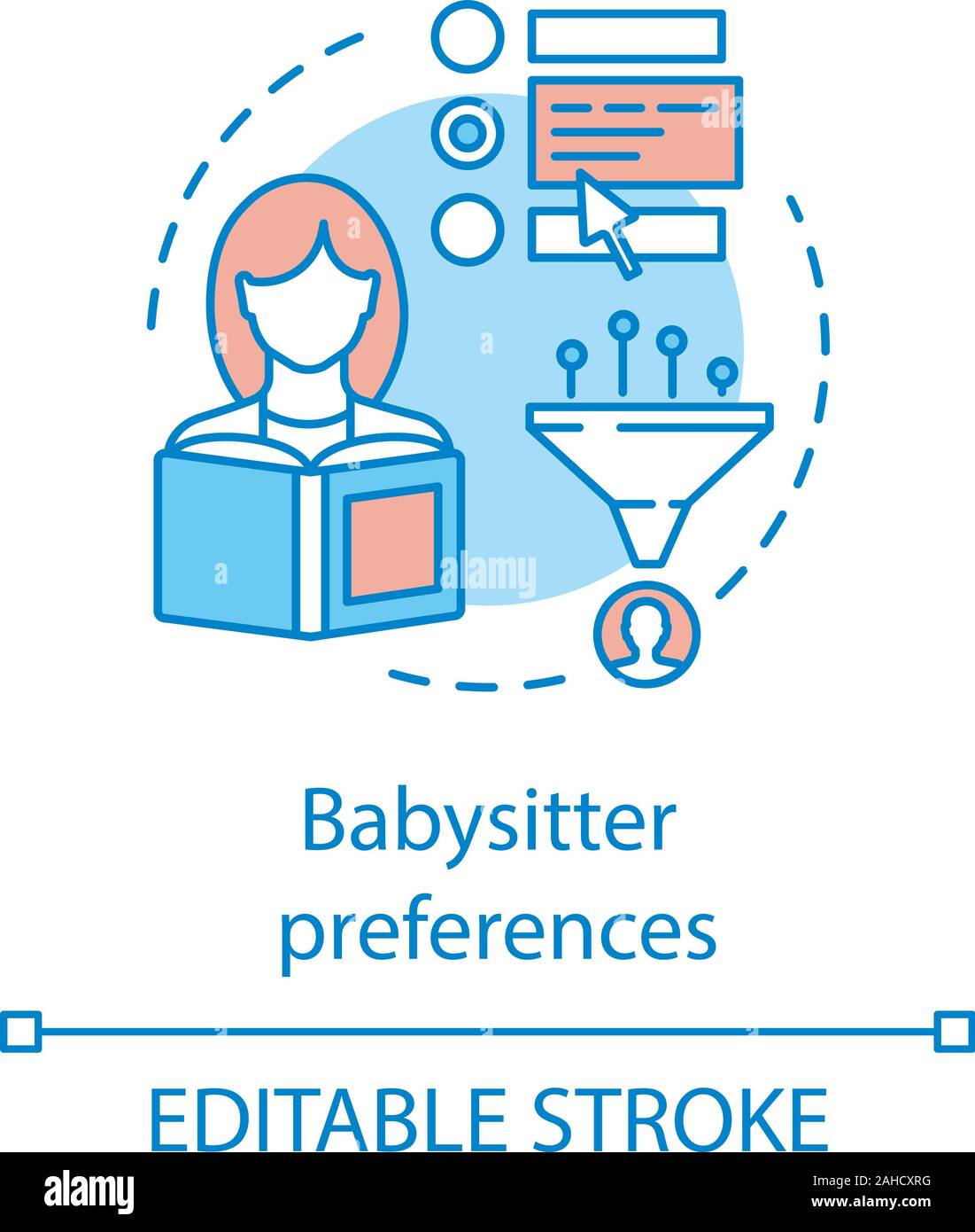 Babysitter preferences concept icon. Choosing kindergarten, nursery ...