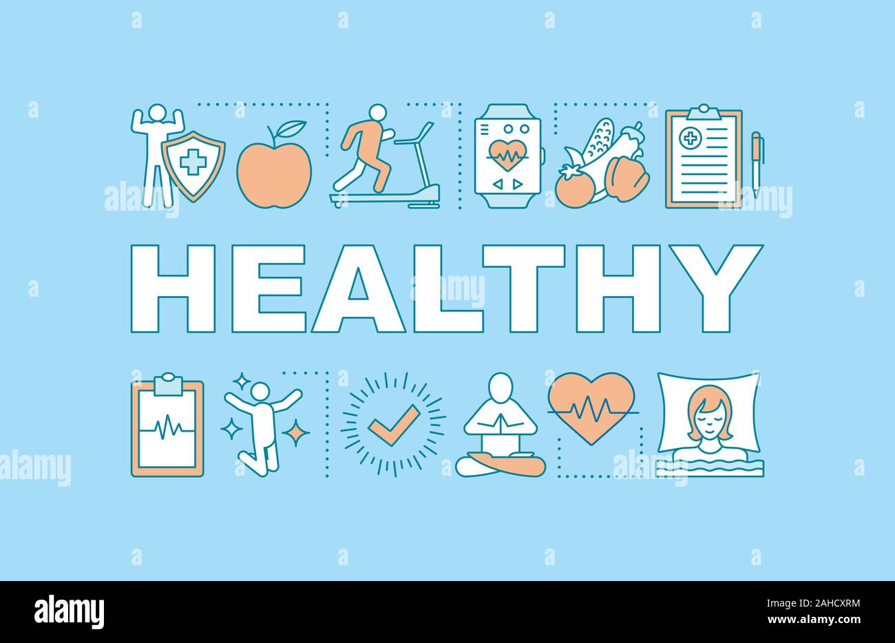 Healthy lifestyle word concepts banner. Sports, healthy nutrition ...