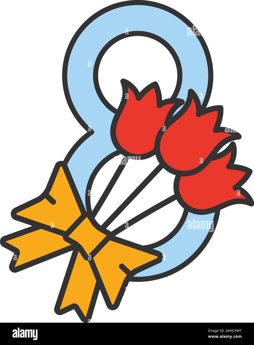 International Women's Day color icon. Flowers bouquet and number 8 ...