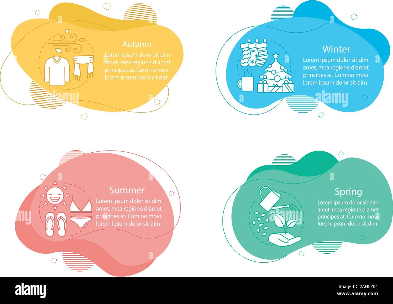 Four seasons concept illustrations. Winter, autumn, spring, summer ...