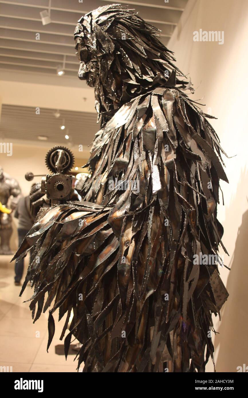 Side view of a Steel sculpture depicting fictional Star Wars character ...