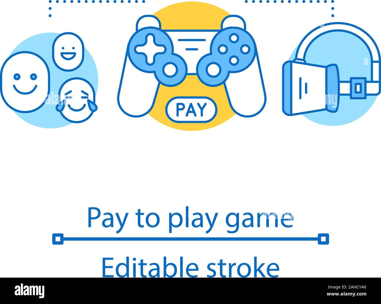 Pay to play concept icon. Digital entertainment idea thin line ...