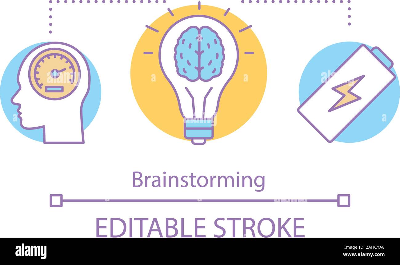 Brainstorming Concept Icon Thinking Idea Thin Line Illustration Solution Searching Problem