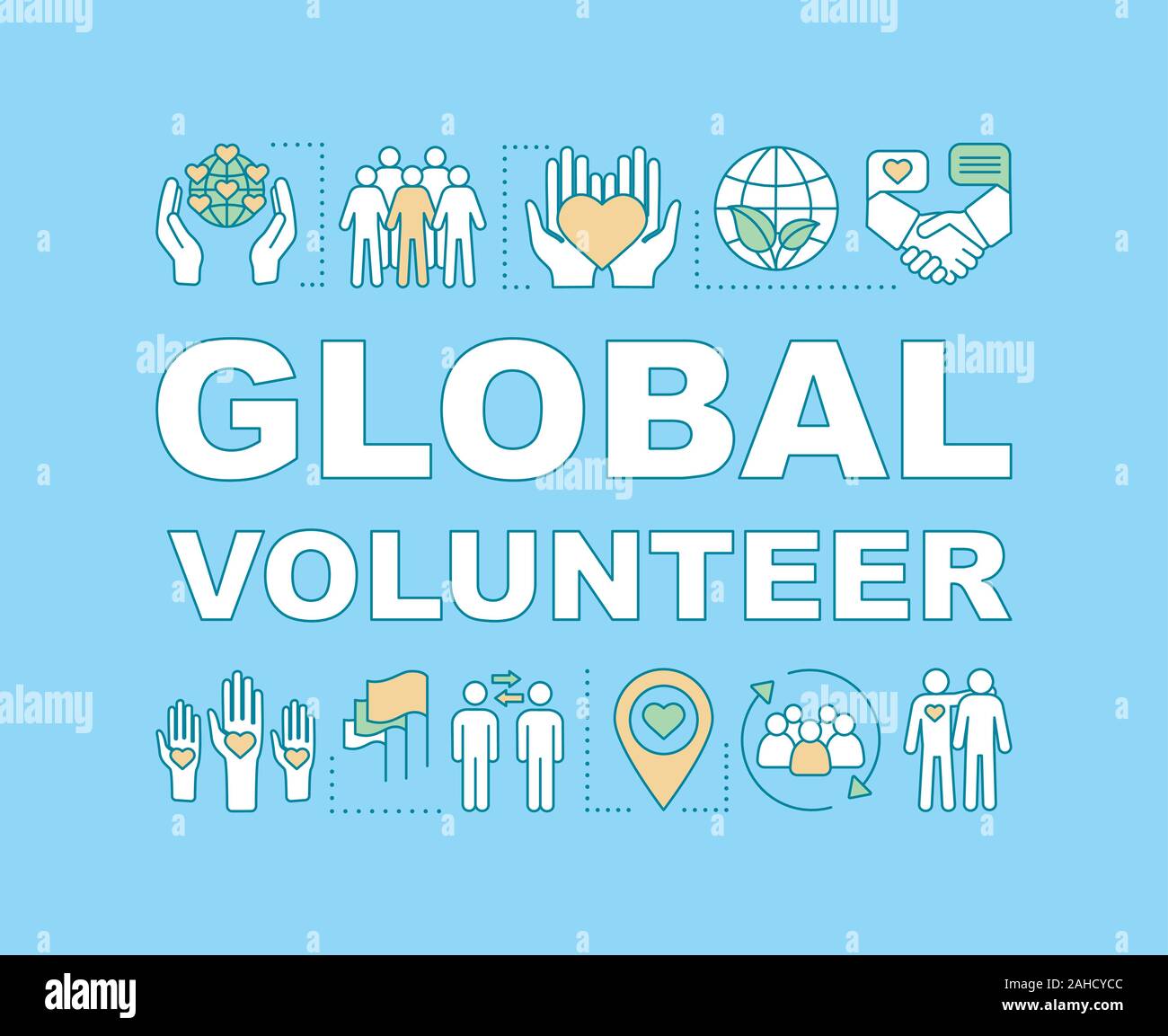 Global volunteer word concepts banner. International charity ...
