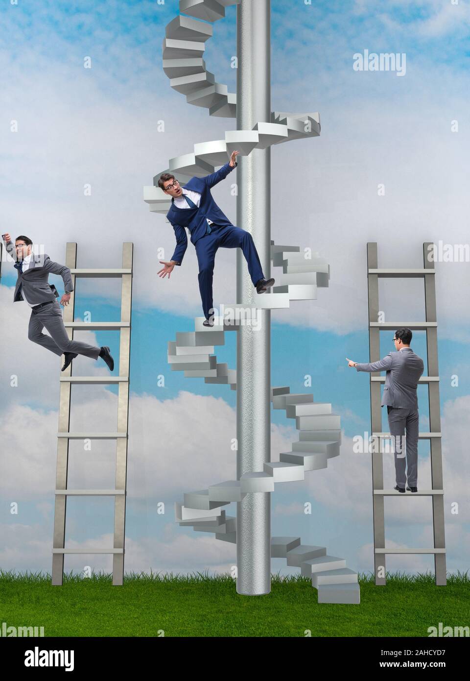 Employee being fired and falling from career ladder Stock Photo - Alamy