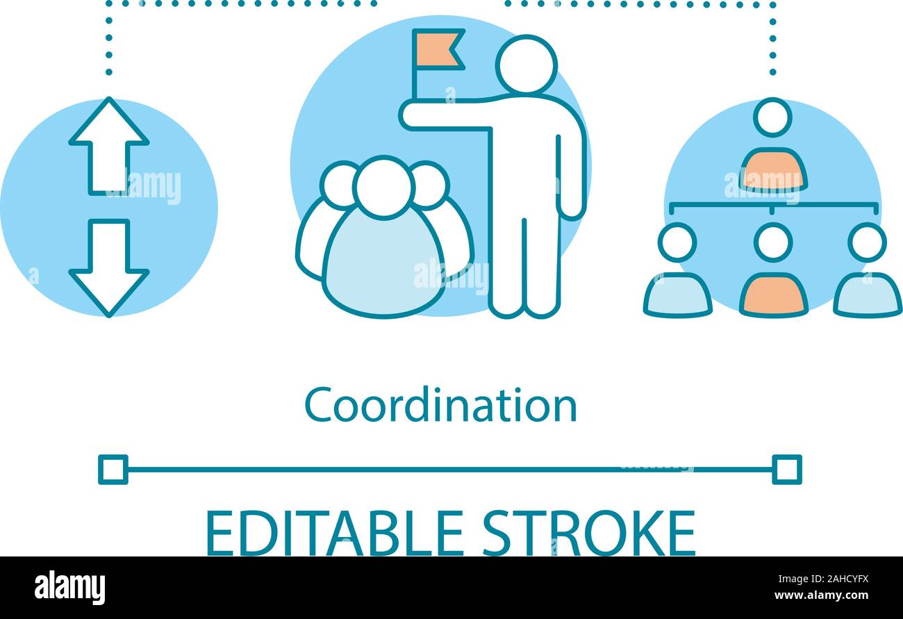 Coordination concept icon. Teamwork idea thin line illustration. Staff ...