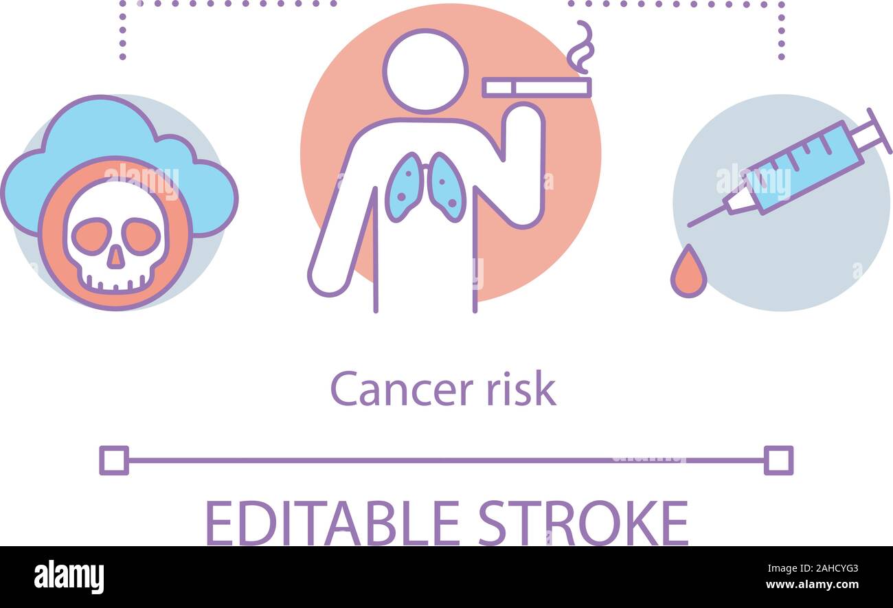 Cancer risk concept icon. Smoking idea thin line illustration. Bad ...