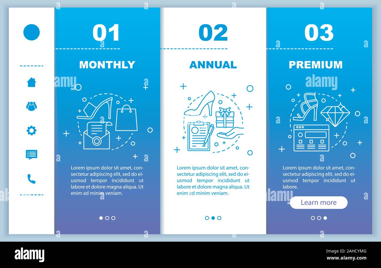 Clothing store sales prices onboarding mobile app screens template ...