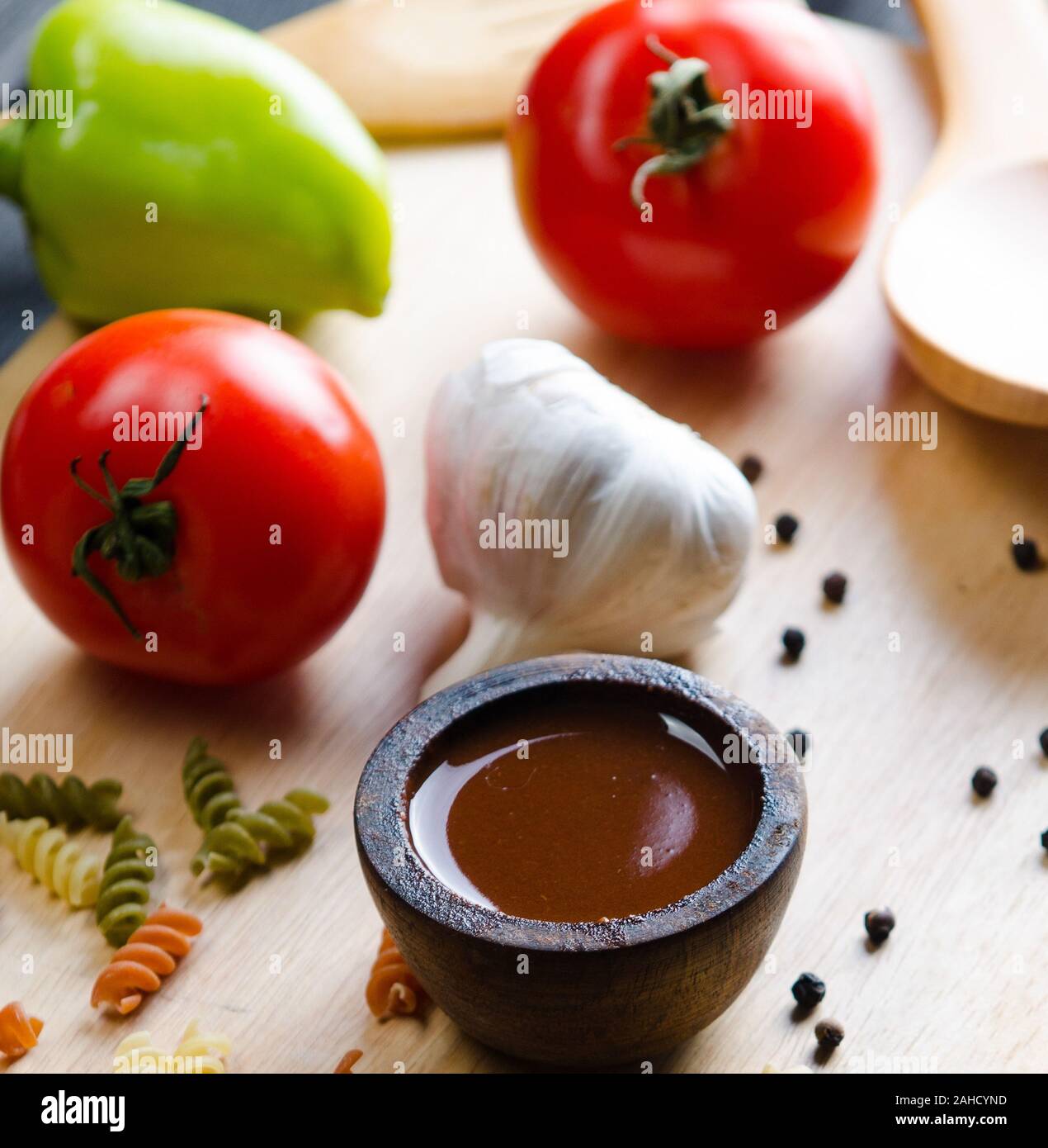The ingredients ready for italian pasta sauce Stock Photo - Alamy