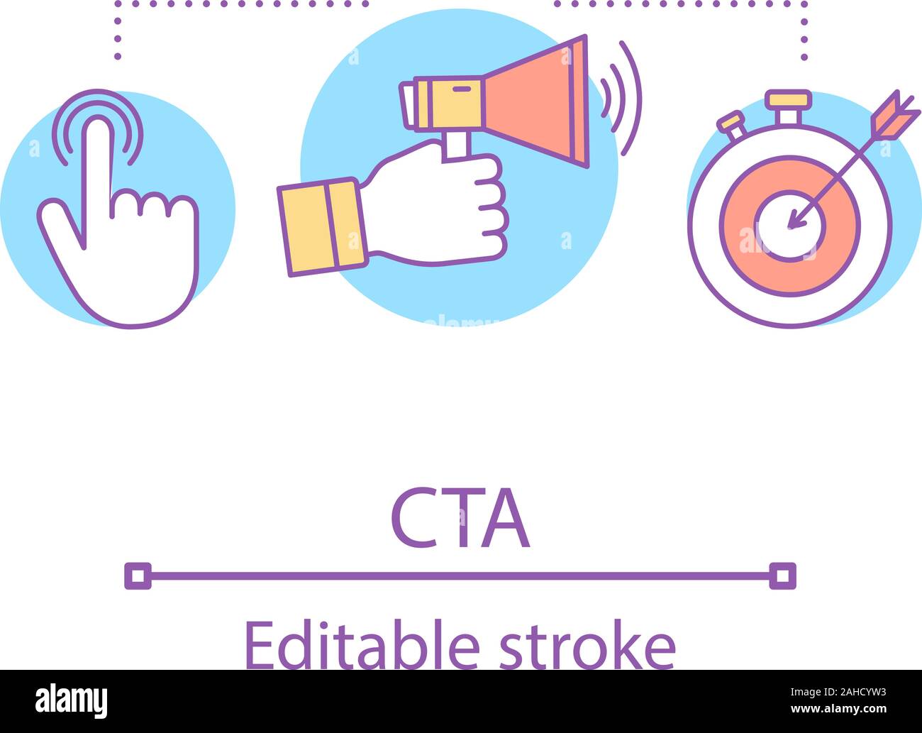 CTA concept icon. Call to action idea thin line illustration ...