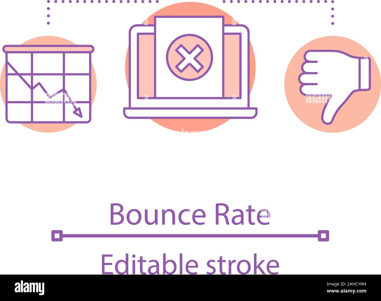 Bounce rate decreasing concept icon. SMM statistics, metrics. Audience ...