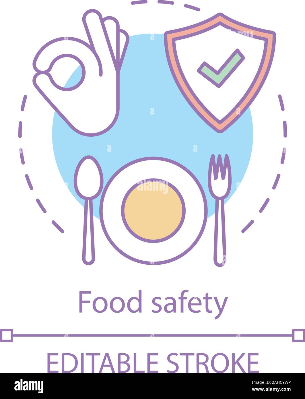 Food safety and quality concept icon. Healthy nutrition, eating ...