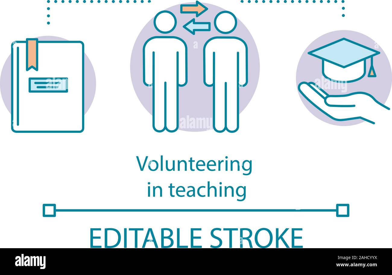 Volunteer teaching concept icon. Affordable education idea thin line ...