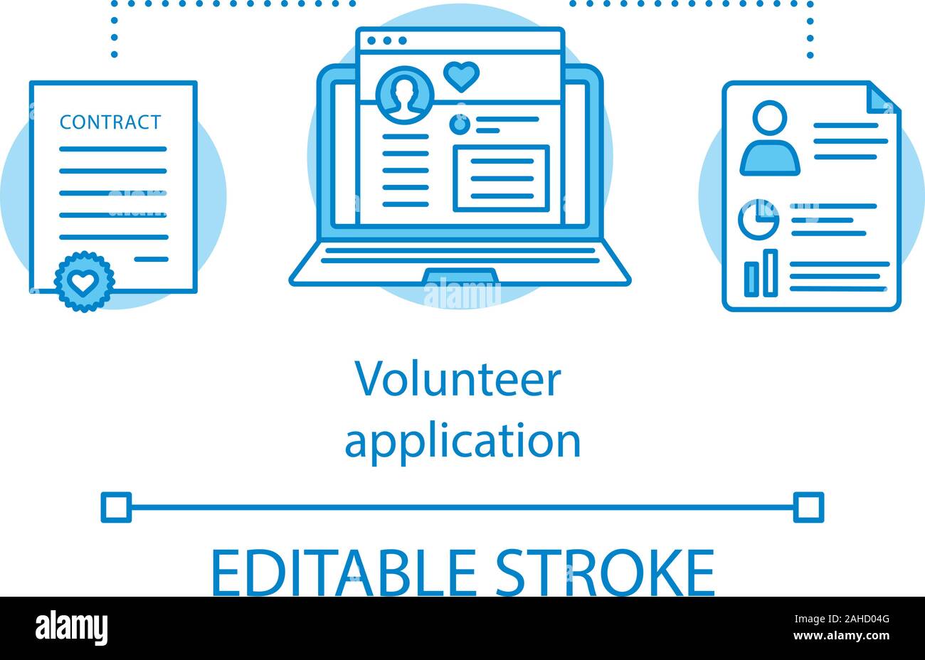 Volunteer application form concept icon. Charity work. Idea thin line ...